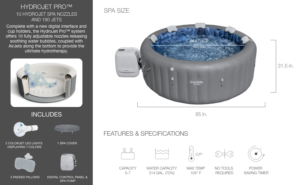 Santorini HydroJet Hot Tub | Bestway SaluSpa | Inflatable Spa