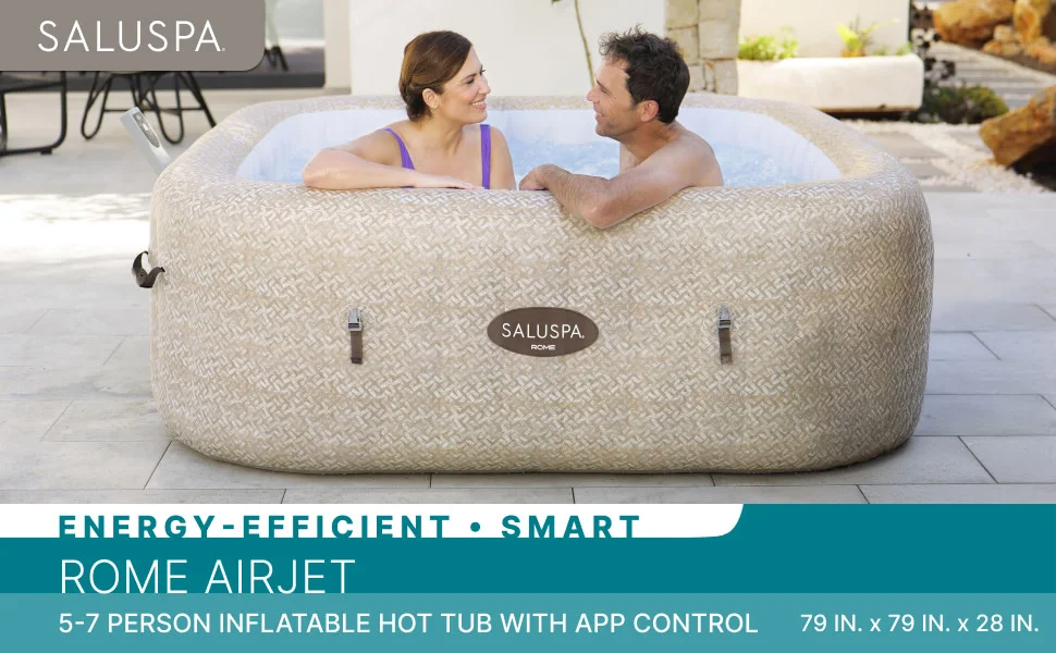 SaluSpa Rome Smart Hot Tub | 7-Person Inflatable | 180 AirJets